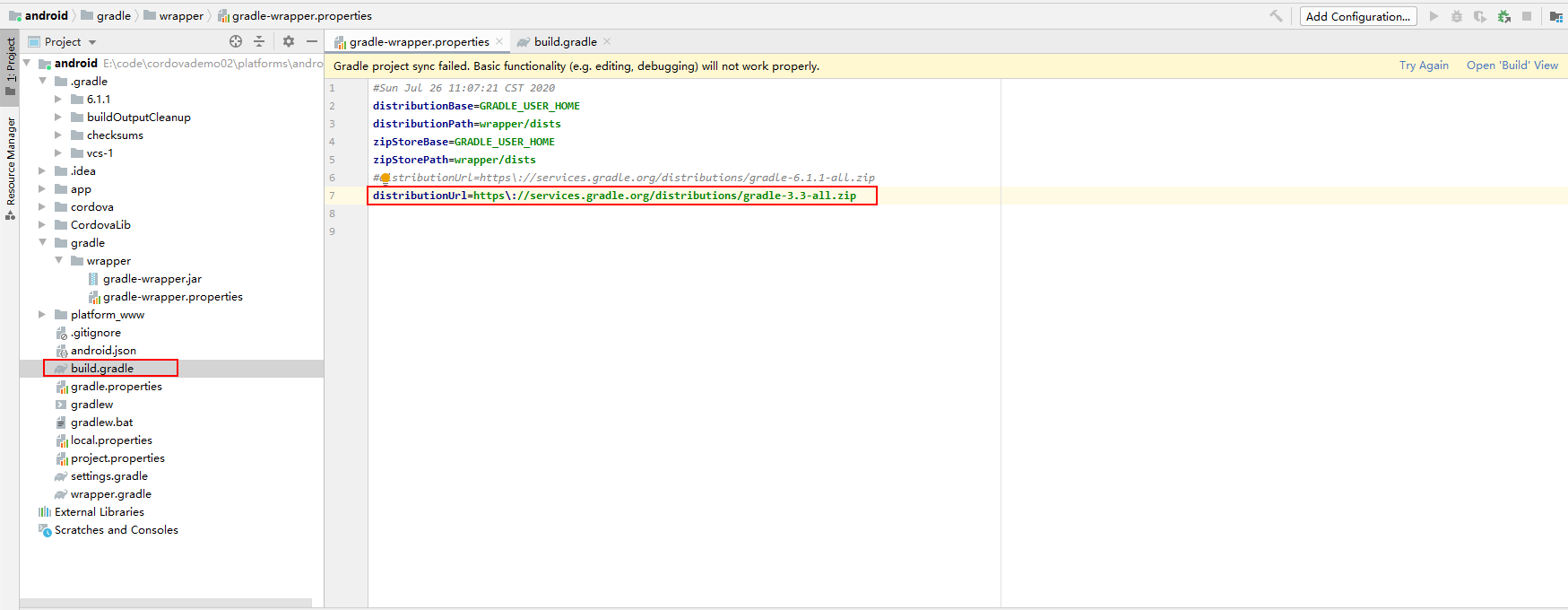 解决cordova项目导入android studio中 build的常见错误 Unable to find method 'org.gradle.api.file.ProjectLayout ...