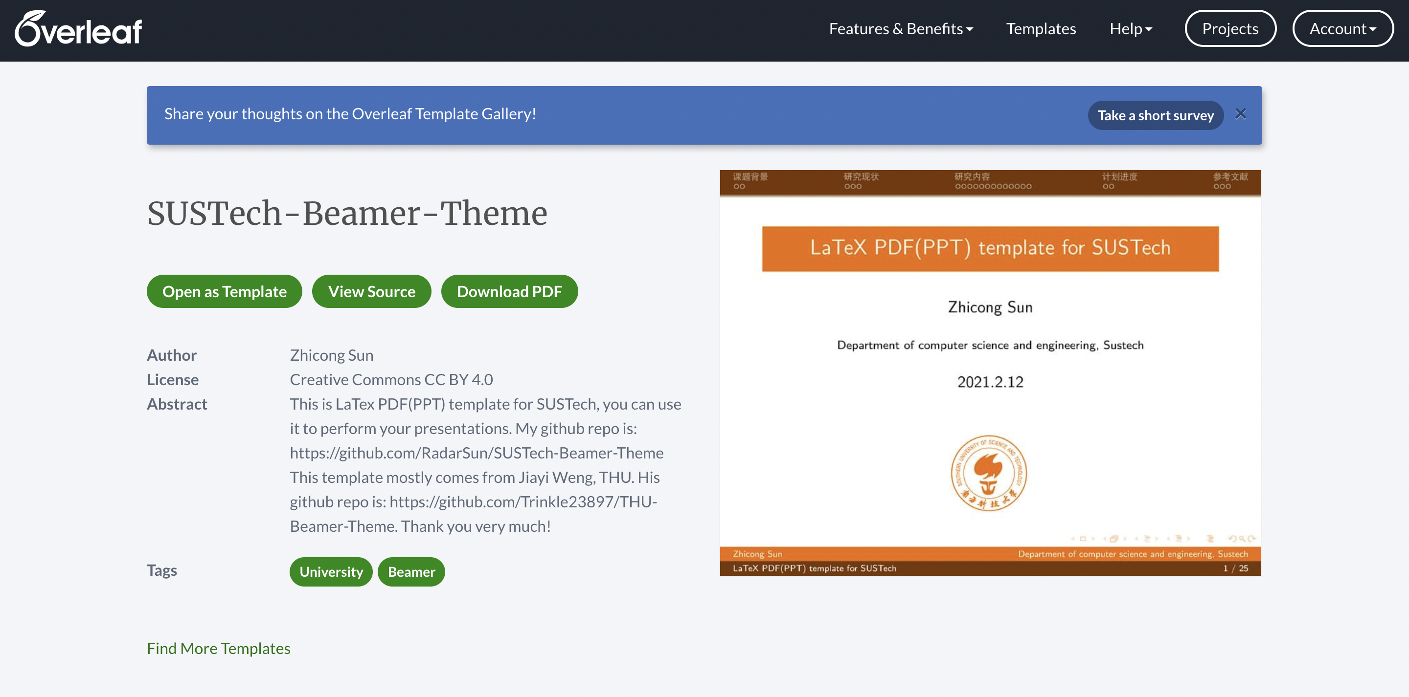 GitHub - zhicongsun/SUSTech-Beamer-Theme: This is LaTex PDF(PPT) template for SUSTech, you can ...